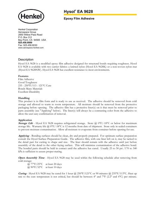 Hysol® EA 9628 - Aero Consultants AG