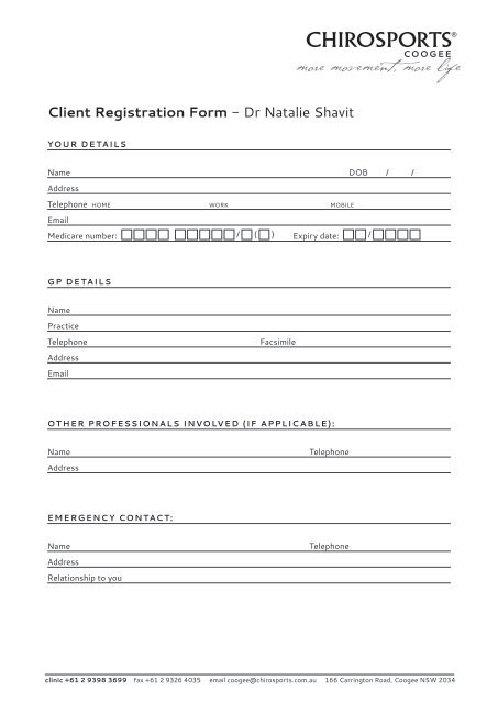 to download New Client Form for - Chirosports