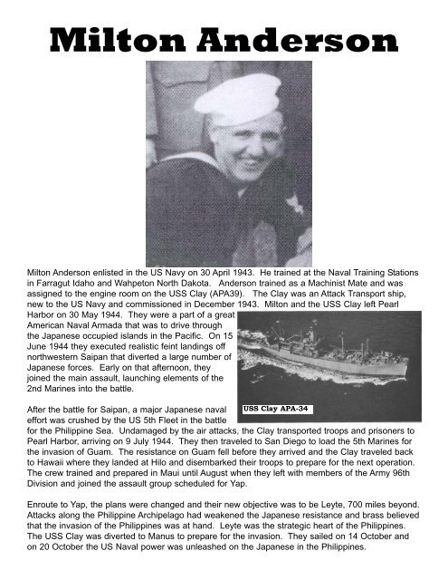 PO Milton Anderson - Motor Machinist Mate