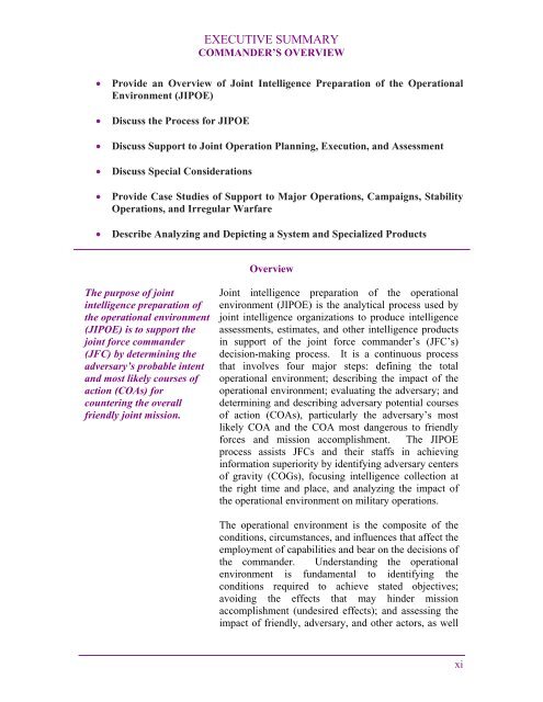 EXECUTIVE SUMMARY COMMAND