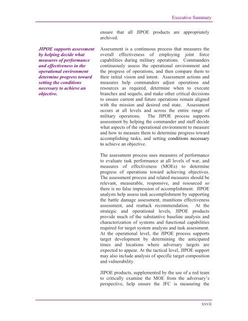 JIPOE supports assessment