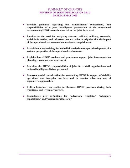 SUMMARY OF CHANGES REVISI