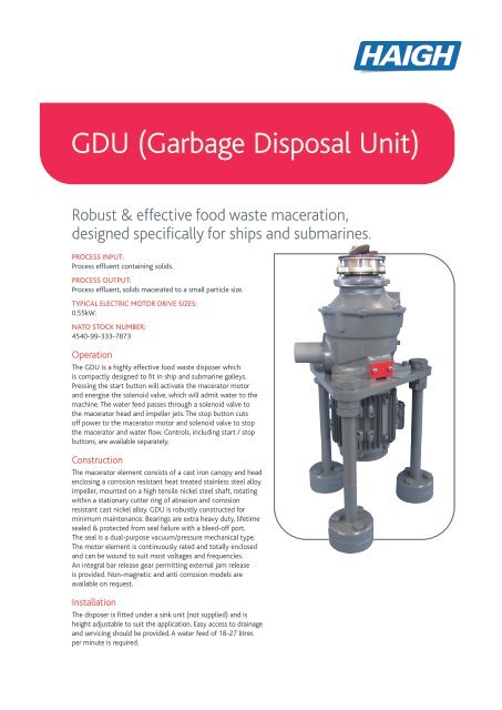 GDU (Garbage Disposal Unit) - Haigh Tech