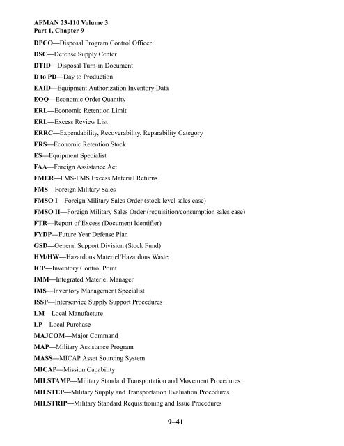 AFMAN 23-110, Volume 6, E