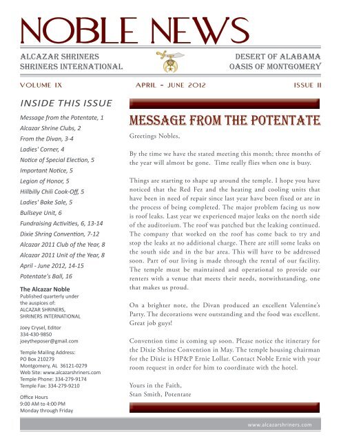 INSIDE tHIS ISSuE - Alcazar Shrine Temple