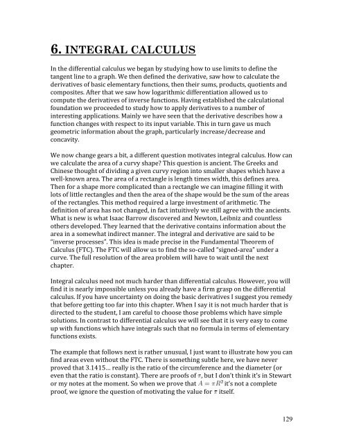 Chapter 6: Integral Calculus