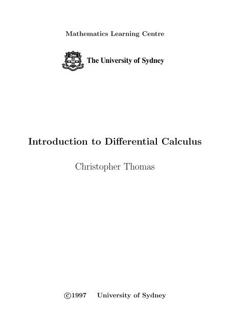 Introduction to Differential Calculus Christopher Thomas