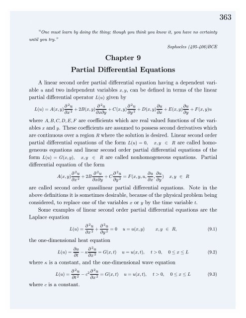 Partial Differential Equations Examples