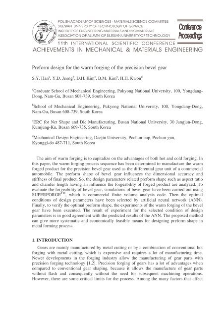 Preform design for the warm forging of the precision bevel gear