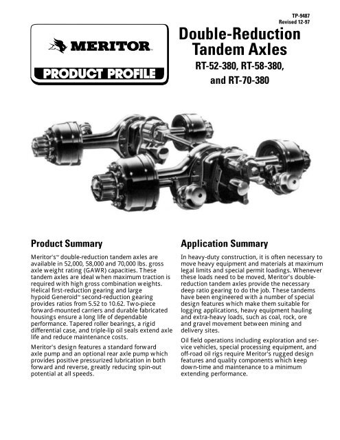 Double-Reduction Tandem Axles - Truck and Equipment Differentials