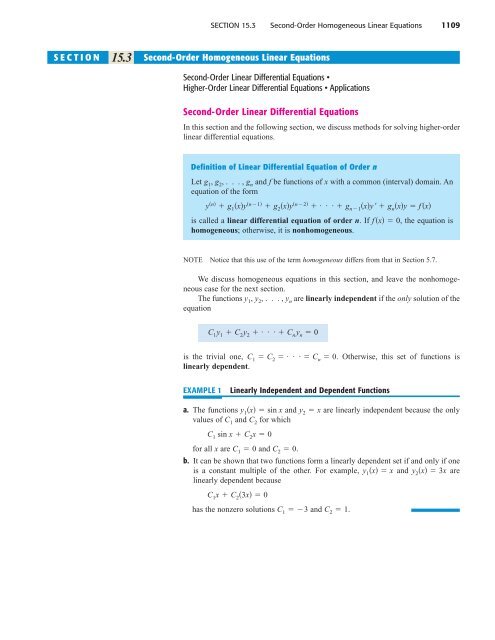 Second Order Linear Differential Equations
