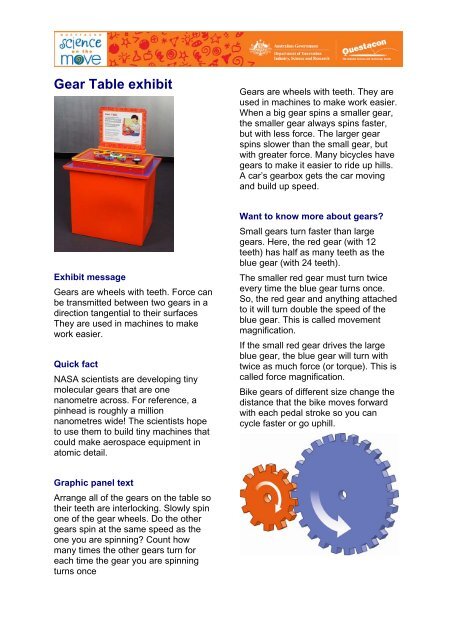 Gear Table exhibit - Science on the Move