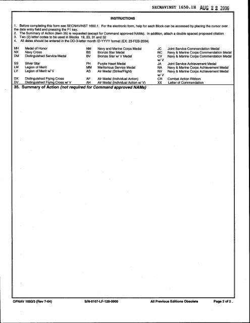 SECNAVINST 1650.18 AUG 2