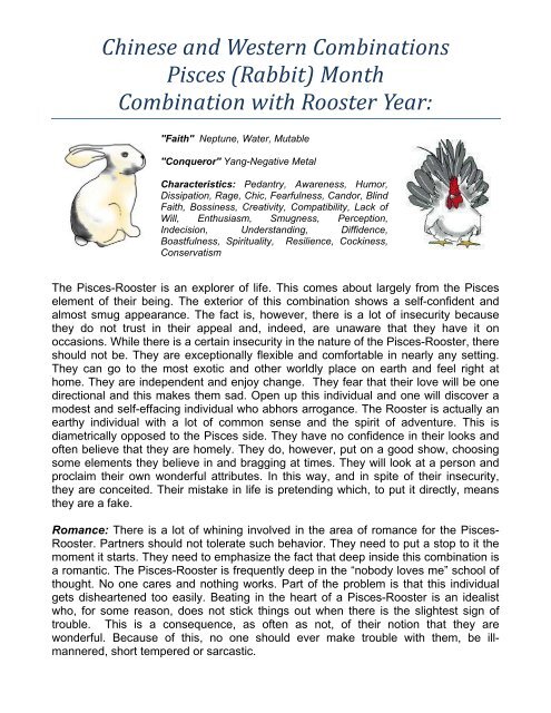 Chinese and Western Combinations Pisces (Rabbit) Month ...