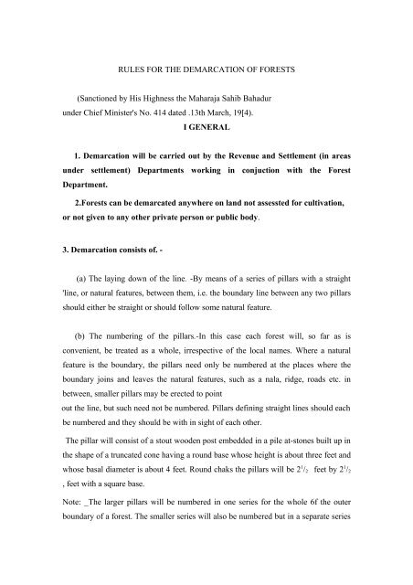 rules for the demarcation of forests - J&K Forest Department