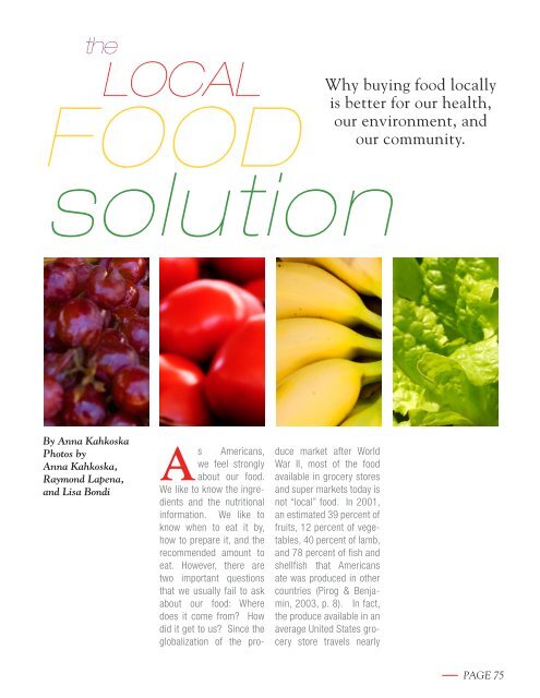 Why buying food locally is better for our health, our ... - Intertext