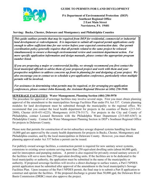 PADEP Guide to Permits for Land Development - PWD Plan Review