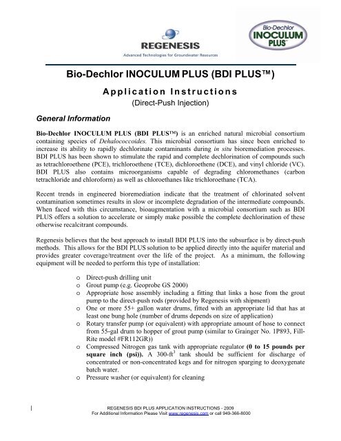 Bio-Dechlor INOCULUMPLUS (BDI PLUS™) - Regenesis