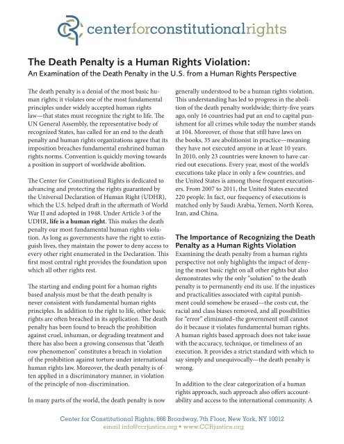 The Death Penalty is a Human Rights Violation: - Center for ...