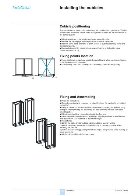 Installing the cubicles - Schneider Electric