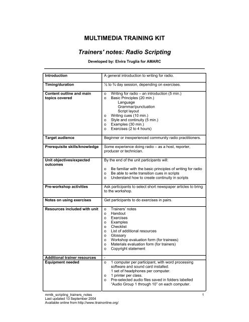 Radio Scripting Medienhilfe