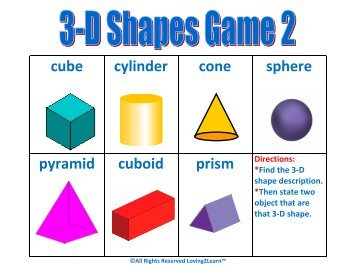 cube cylinder cone sphere pyramid cuboid - Loving2Learn