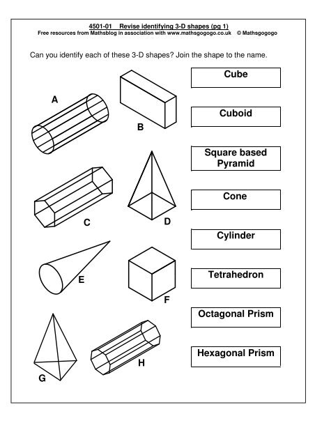 Cube Cuboid Square based Pyramid Cone Cylinder ... - Maths Blog