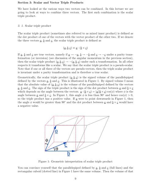 Section 3: Scalar and Vector Triple Products We have looked at the ...