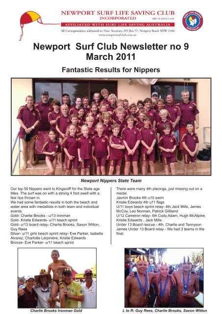 Newport Surf Club Newsletter no 9 March 2011 - Newport SLSC