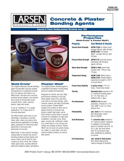 Weld-Crete - Product Data - BuildSite.com