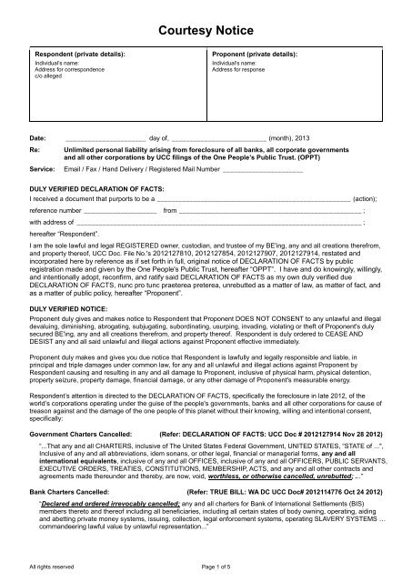 OPPT Courtesy Notice - Removing The Shackles