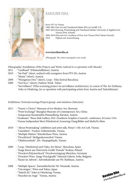 Lebenslauf / Curriculum Vitea (pdf) - Karoline Riha