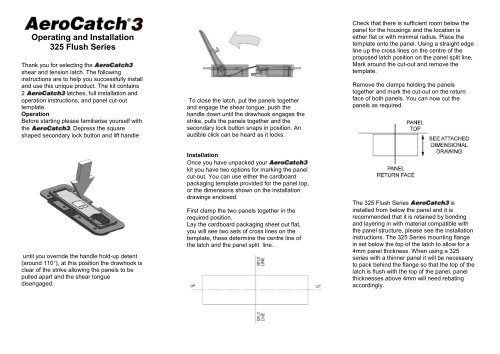 AeroCatch 3 Instructions 325 Flush Series...