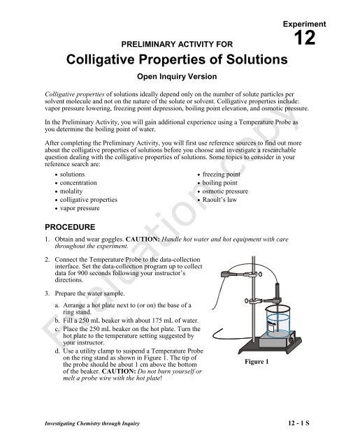 Colligative Properties Lab