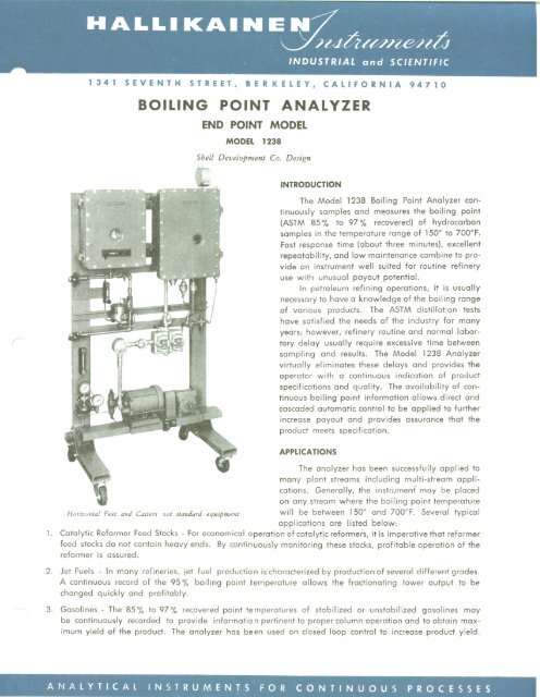 Hallikainen Instruments Boiling Point Analyzer ... - Hallikainen.org