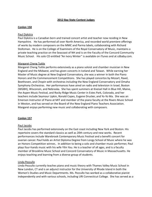 2012 Bay State Contest Judges Conlon 150 - The Massachusetts ...