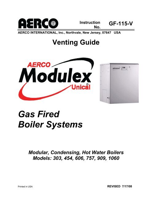 Aerco Vent Guideline