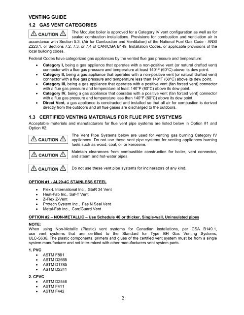 VENTING GUIDE 1.2 GAS VEN