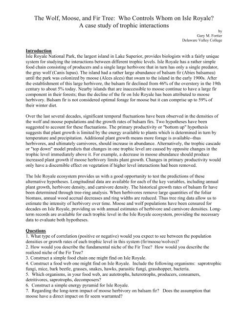 The Wolf, Moose, and Fir Tree: Who Controls Whom on Isle Royale ...