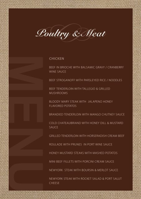 MENU Poultry & Meat CHICKEN - Shirin Adenwalla