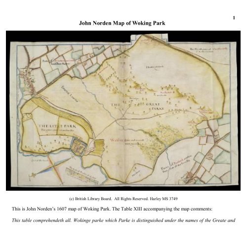 John Norden Map of Woking Park - Oldwoking.org