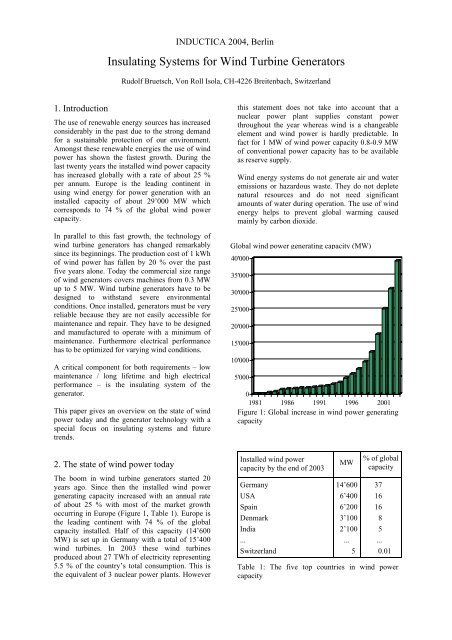 Insulating Systems for Wind Turbine Generators - Von Roll
