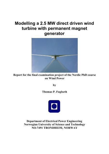 Modelling a 2.5 MW direct driven wind turbine with permanent ...