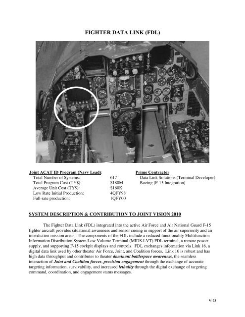 FIGHTER DATA LINK (FDL) - DOT&E