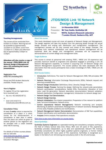 JTIDS/MIDS Link 16 Network Design and Management - NICTA