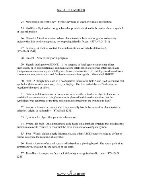 NATO UNCLASSIFIED 24. Met