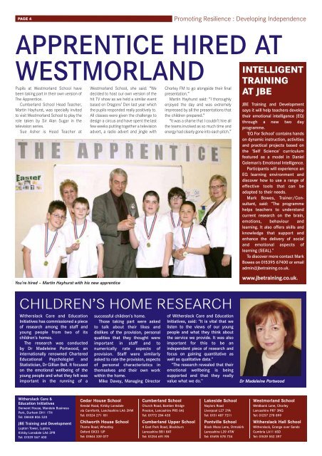 APPRENTICE HIRED AT WESTMORLAND - Witherslack Group