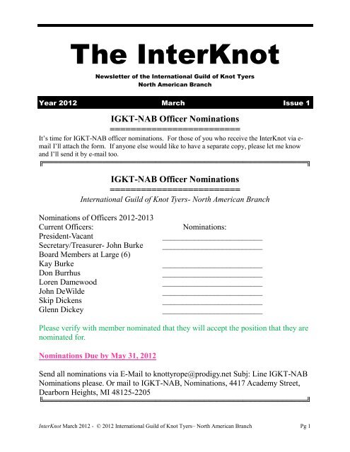 The InterKnot - IGKT North American Branch