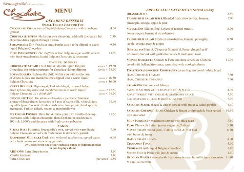 DECADENT DESSERTS BREAKFAST/ LUNCH MENU Served all day