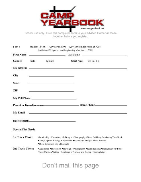 Sumer Yearbook Workshop Registration Form - Palm ... - Jostens